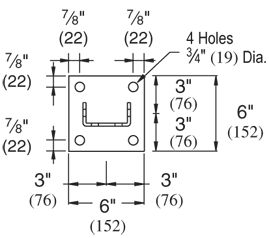 P2073A, P2073ASQ - Post Base (1-5/8" Series) | Unistrut Hawaii ...