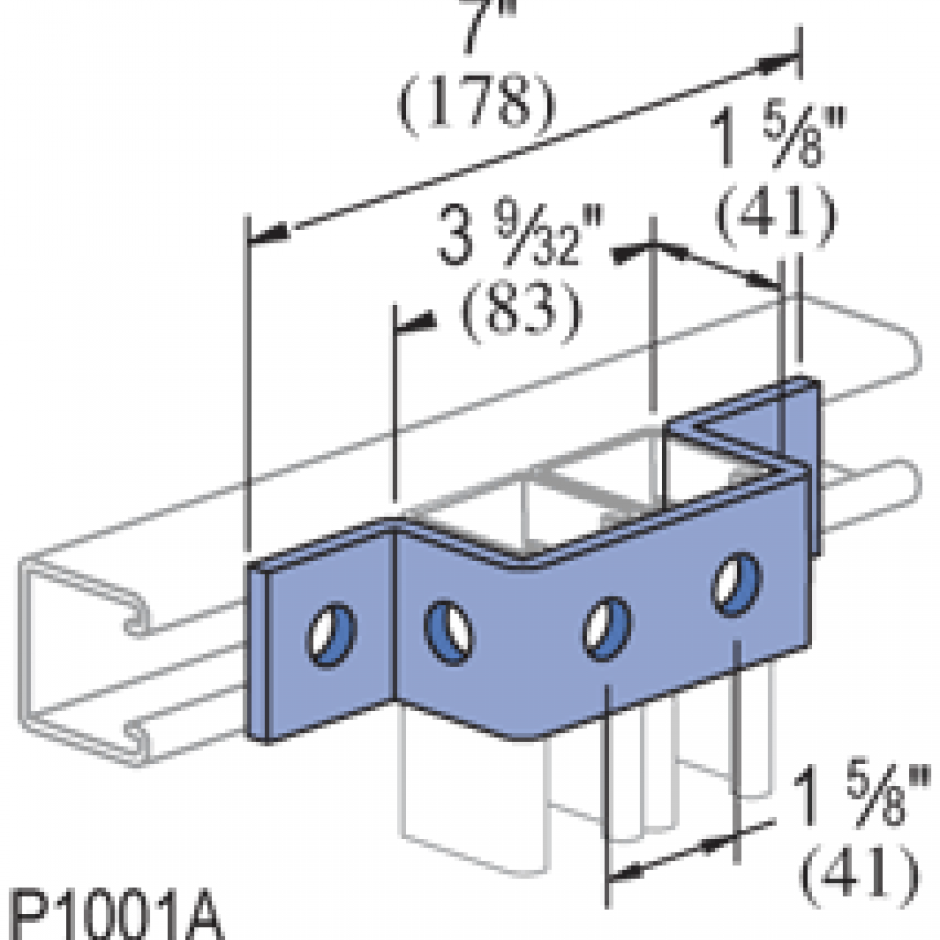 P1043A - 6 Hole, "U" Shape Fitting, Use with P1001A | Unistrut Hawaii ...