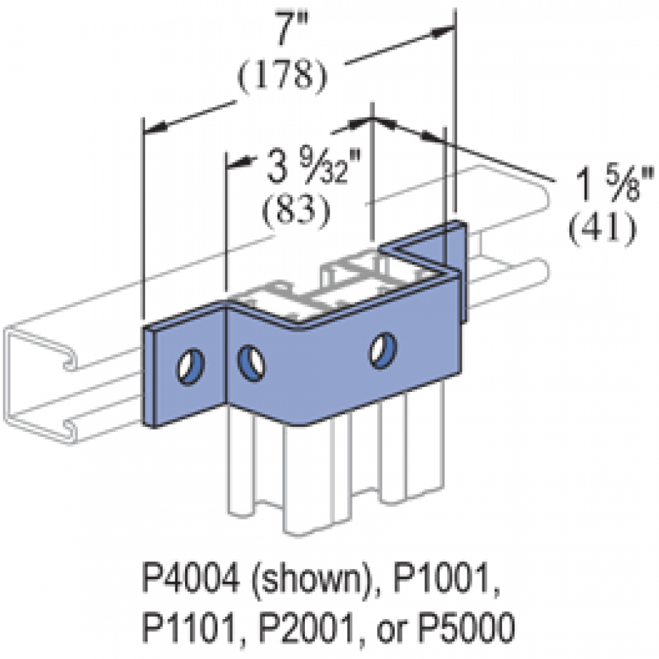 P4043 - 3 Hole, "U" Shape Fitting, Use with P4004, P1001, P1101, P2001 ...