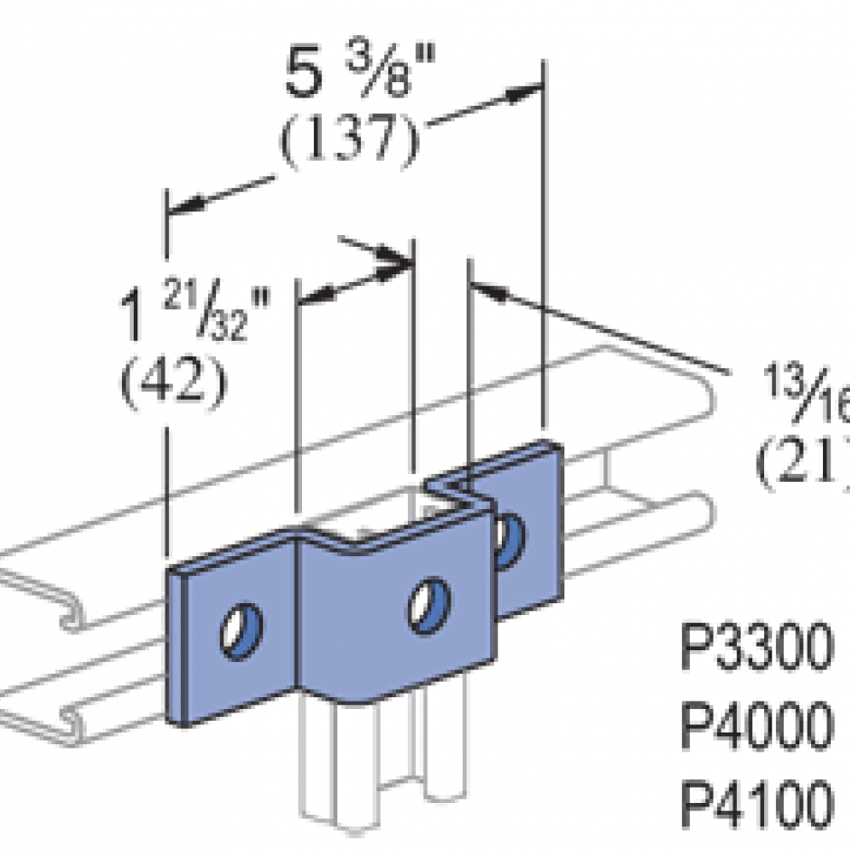 P4047 - 3 Hole, "U" Shape Fitting, Use with P3300, P4000, P4100 ...